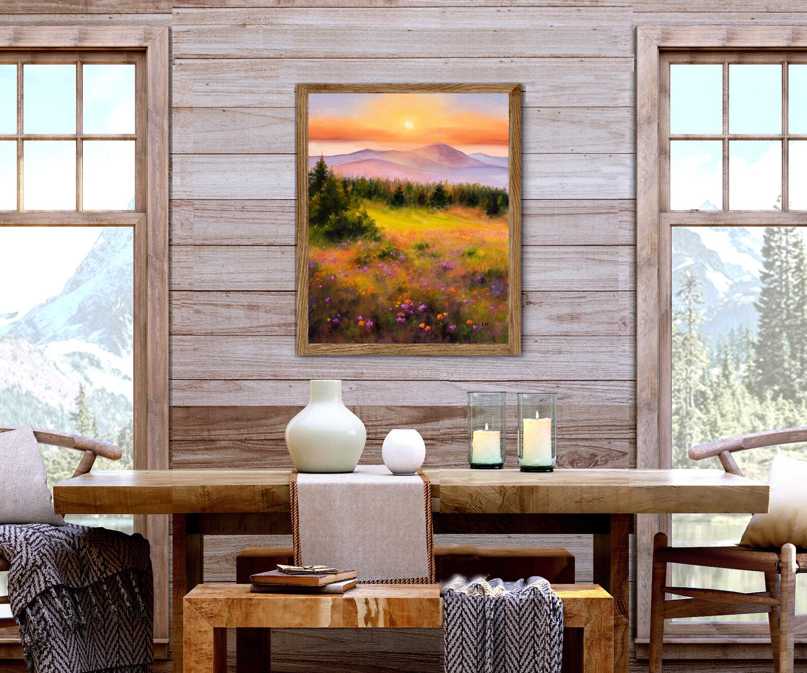 PNW Painting ORIGINAL, Wildflower Spring Landscape, Columbia Hills Wall ...