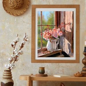 Roses Still Life Art PRINT. Romantic Window Painting Still Life,classic ...