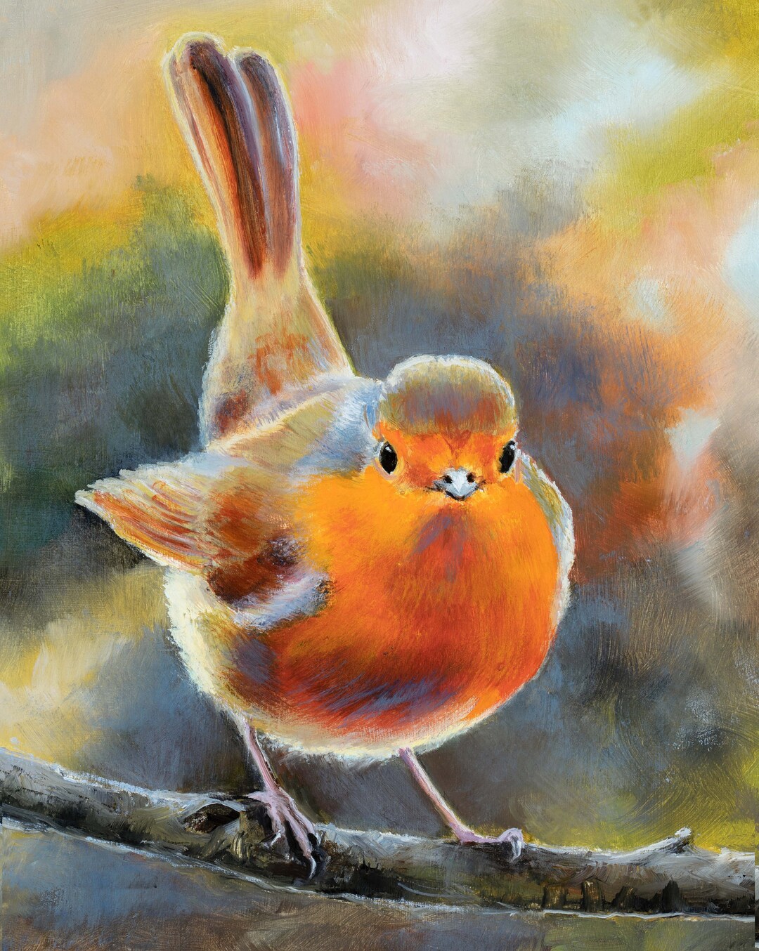 Robin ORIGINAL Painting, Bird Wall Art, Realistic Bird Artwork ...