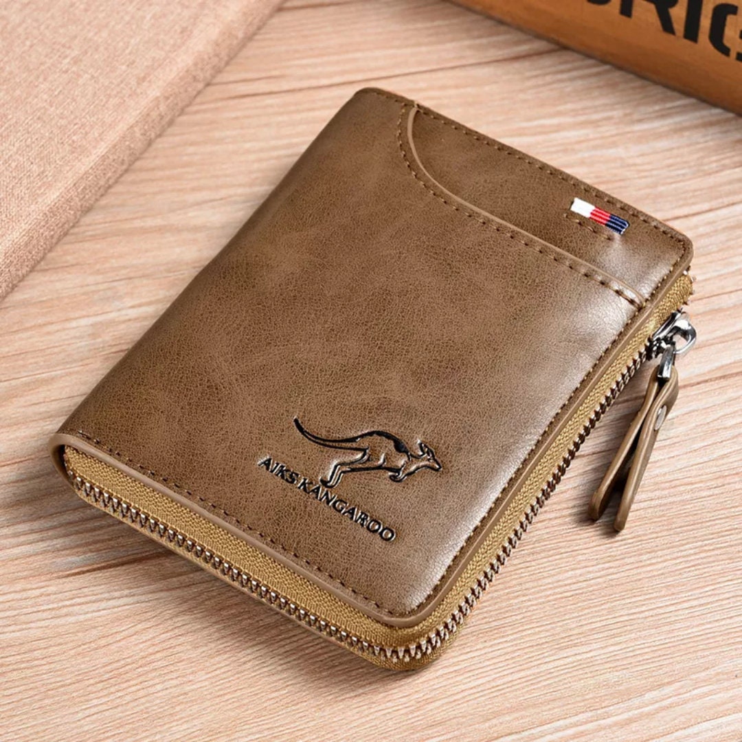 Men's Wallet Leather Slim RFID Blocking With Zipper Bifold Waterproof ...