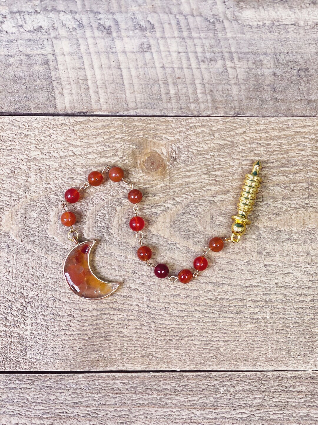Hand Created Carnelian Crescent Moon Pendulum - Etsy