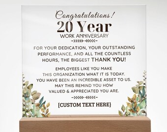 10 Years of Service Work Anniversary, Personalized Acrylic Plaque ...