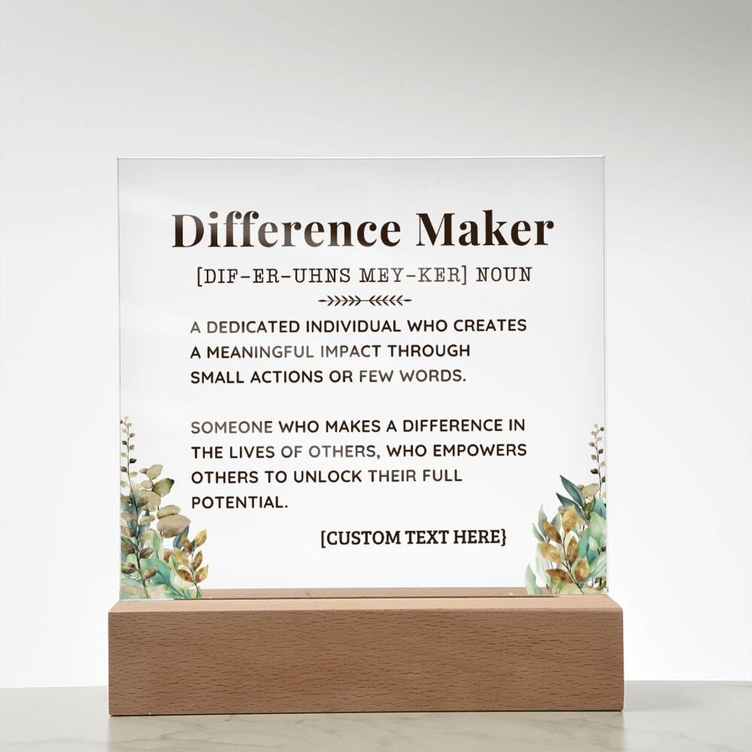 Difference Maker | Mentor Leader Employee Coworker Recognition Gift ...