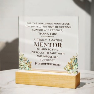 Mentor Teacher Gifts From Student Custom Plaque With Lamp Option ...
