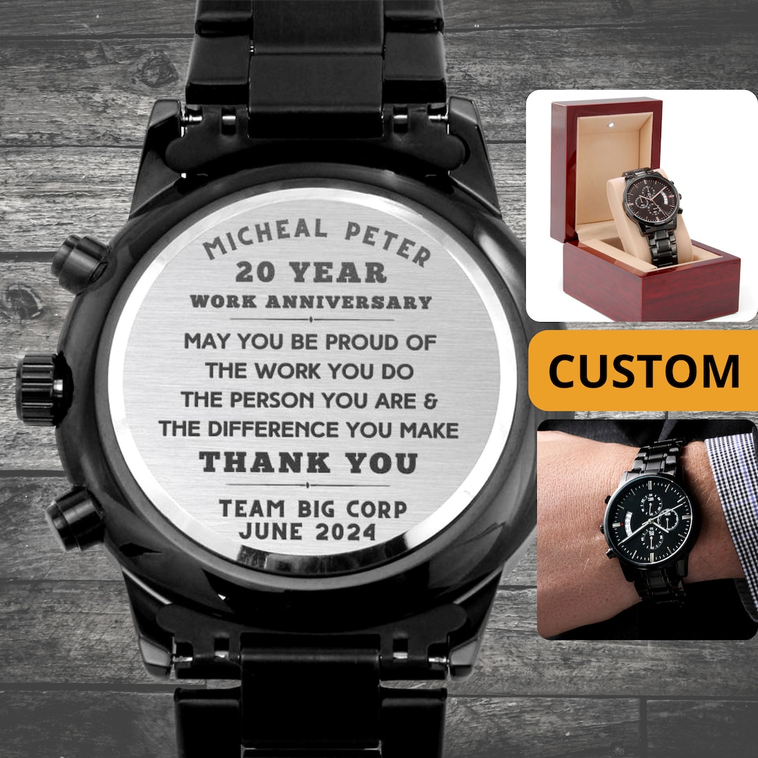 Custom 20 Year Work Anniversary Recognition Gift Employee Appreciation Watch - Twenty Years of ...