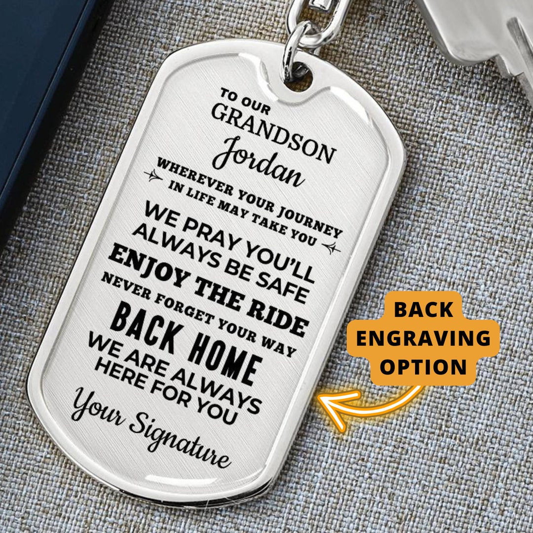 Personalized Grandson Keychain Gift -going Away Gift - Engraved Custom ...