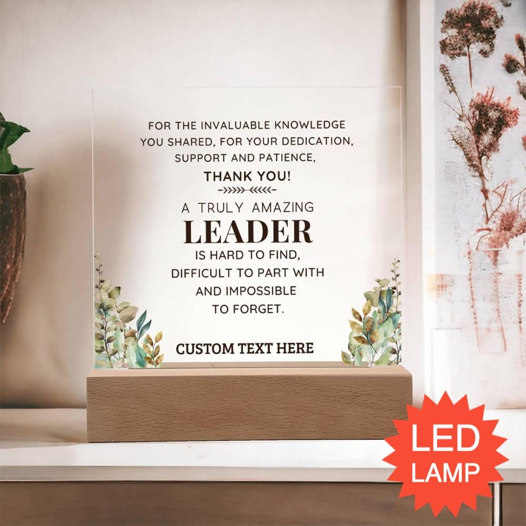 Leader Thank You Mentor Appreciation Gift Custom Plaque Personalised ...