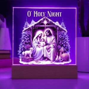 Nativity Scene Christmas Holiday Home Decor Acrylic LED Lamp Catholic ...