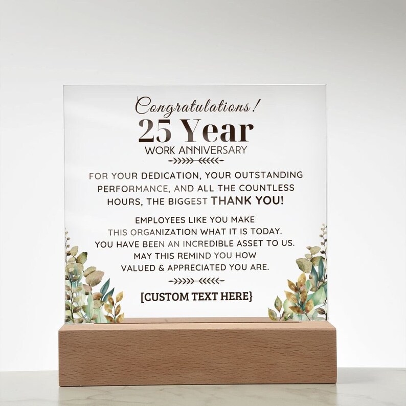 25 Years of Service Work Anniversary Personalized Acrylic - Etsy