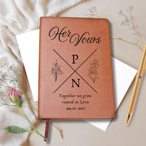 Set of 2 Custom Vow Books - Birth Flower Vows Personalized Couple ...