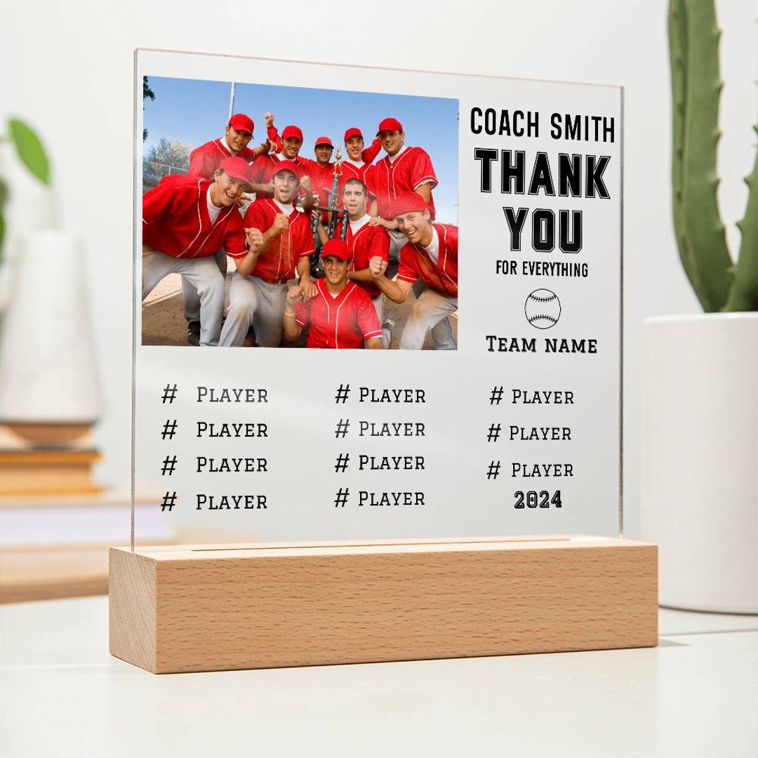 Baseball Coach Appreciation Thank You Gift Plaque Sport Team Gift for ...
