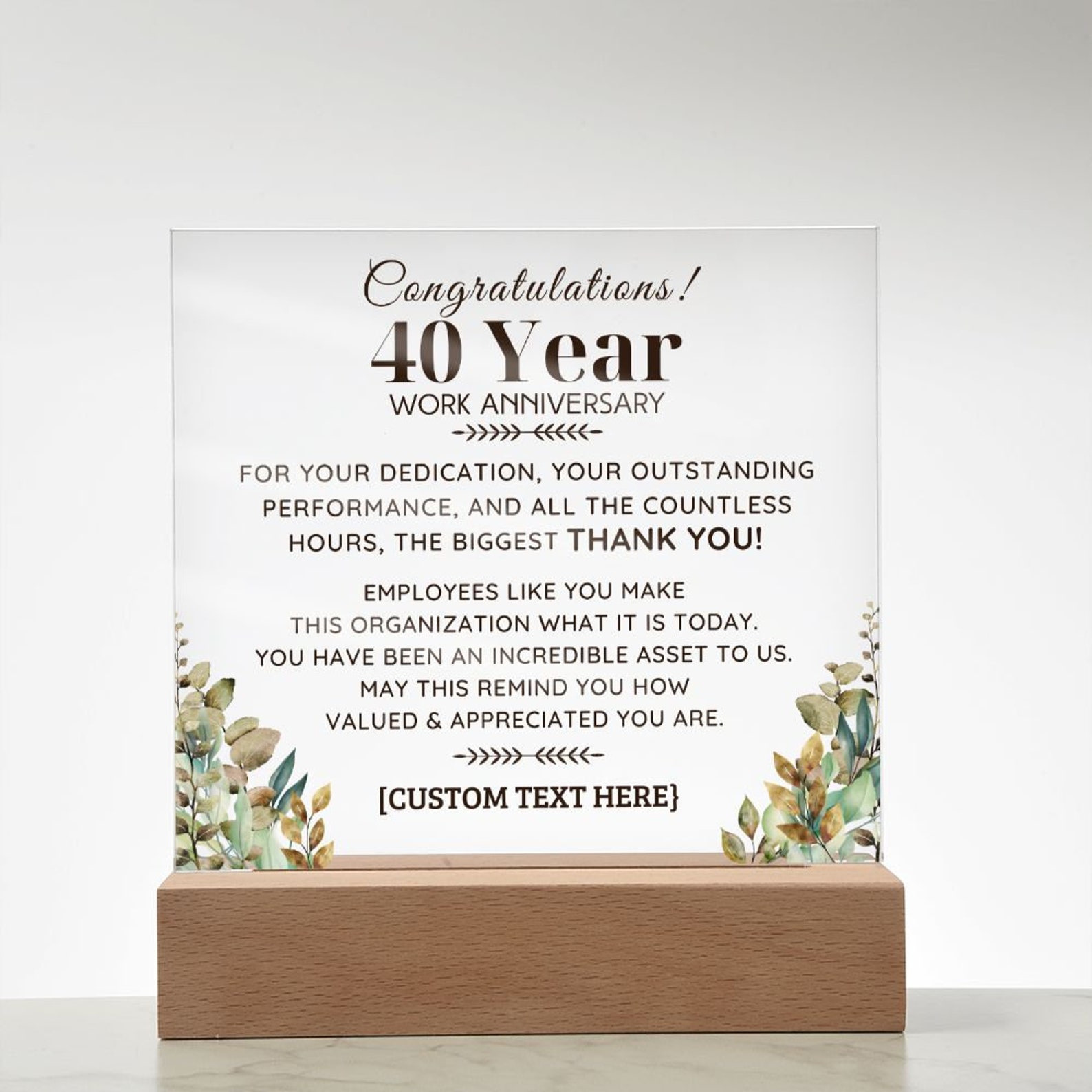 40 Years of Service Work Anniversary Personalized Acrylic - Etsy