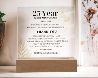 25 Years of Service Work Anniversary Personalized Acrylic - Etsy