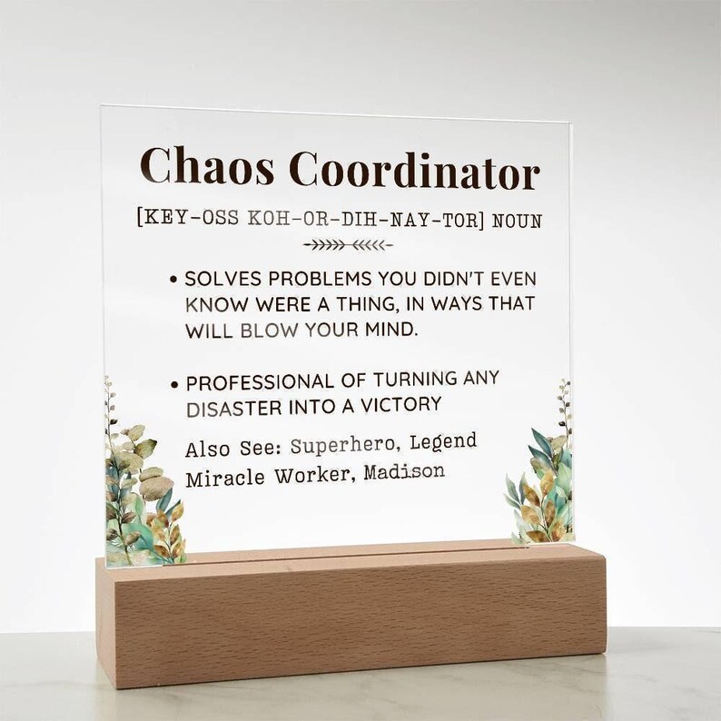 Custom Coworker Appreciation Gift, Chaos Coordinator Definition ...