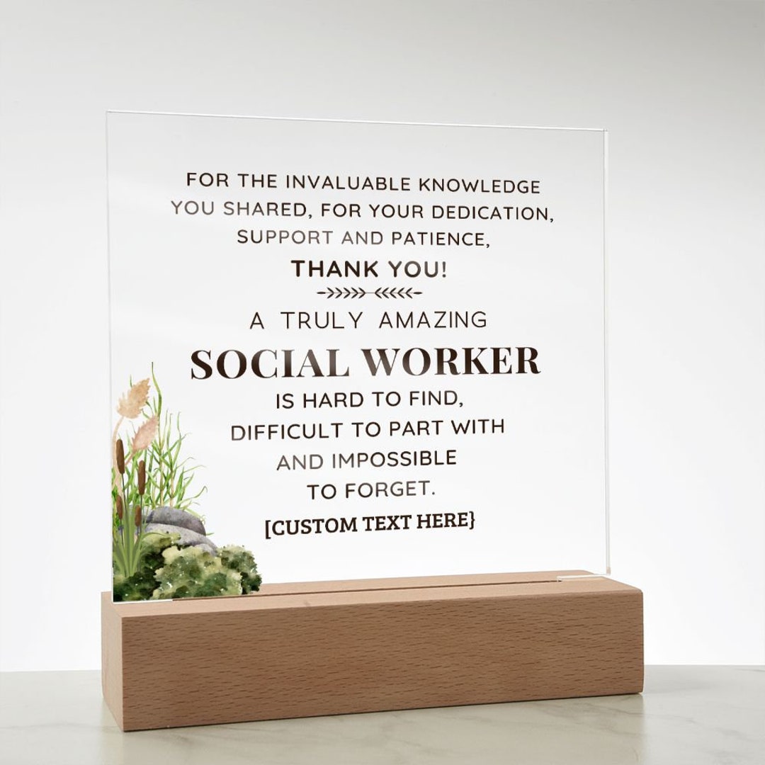 Social Worker Appreciation Gifts Custom Plaque With LED Light Option ...