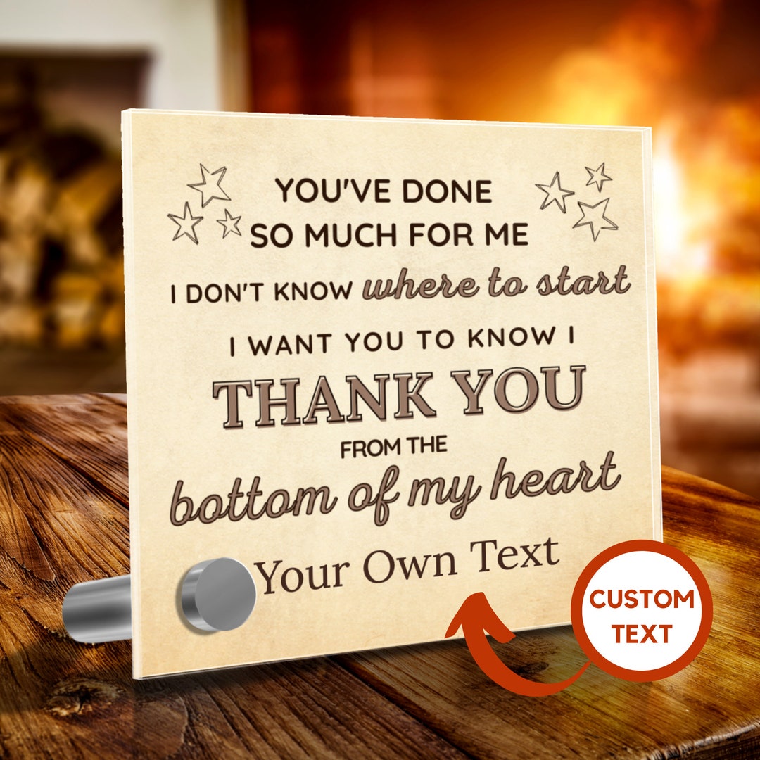 Thank You From Bottom of My Heart Personalized Gift Desk Glass Plaque ...