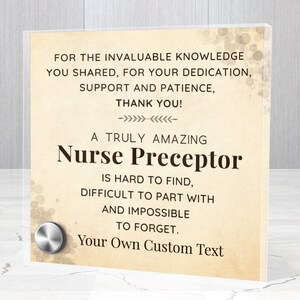 Nurse Preceptor Personalized Gift - Desk Glass Plaque - Appreciation ...