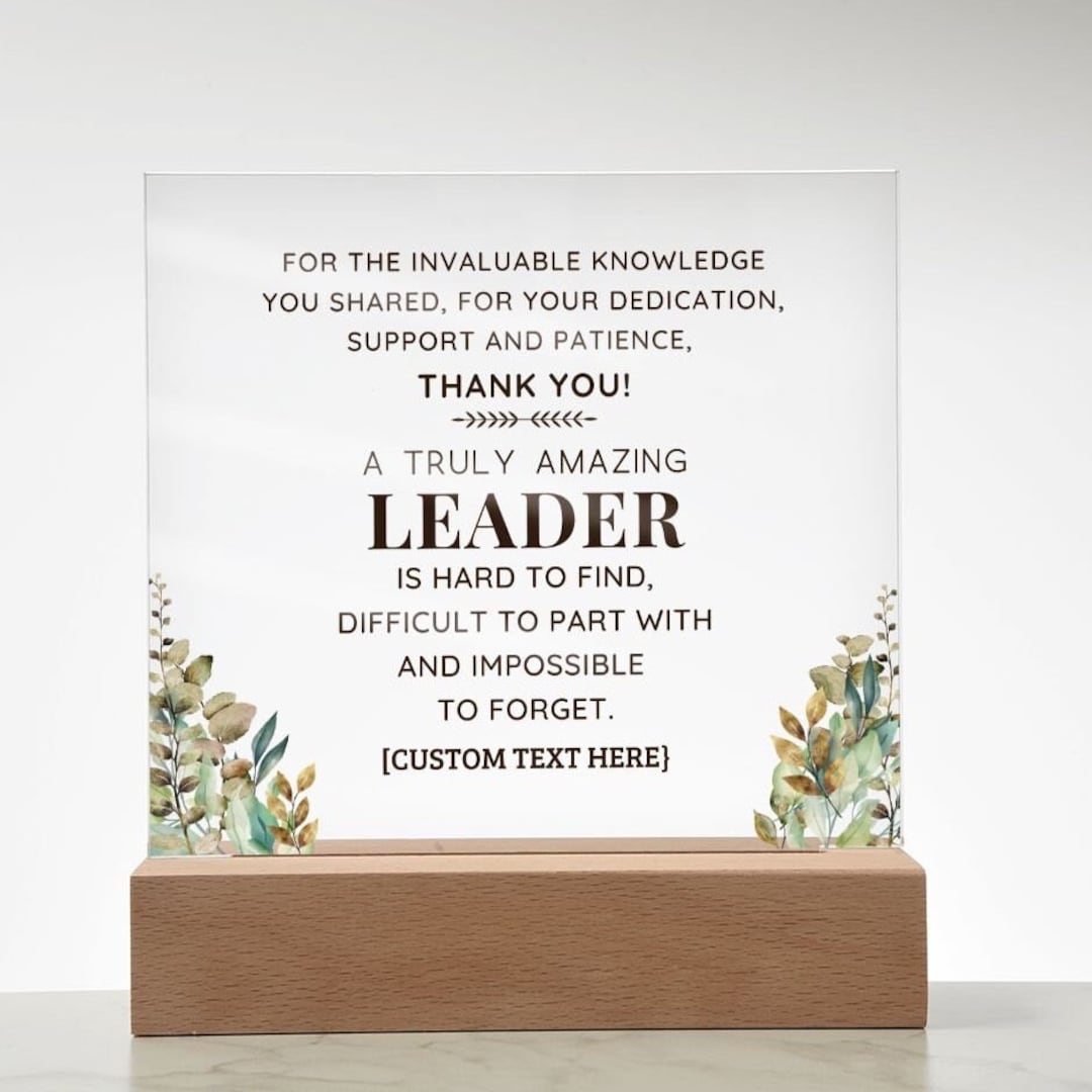 Leader Thank You Mentor Appreciation Gift Custom Plaque Personalised ...