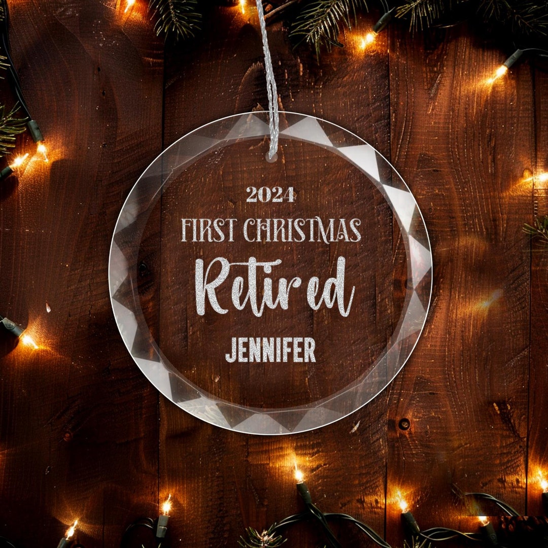 First Christmas RETIRED Retirement Gift Engraved Glass Keepsake ...