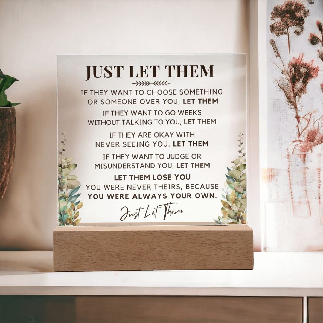 Just Let Them Desk Sign Plaque Let It Be, Self-esteem Quote, Self Love ...