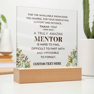 Mentor Teacher Gifts From Student Custom Plaque With Lamp Option ...