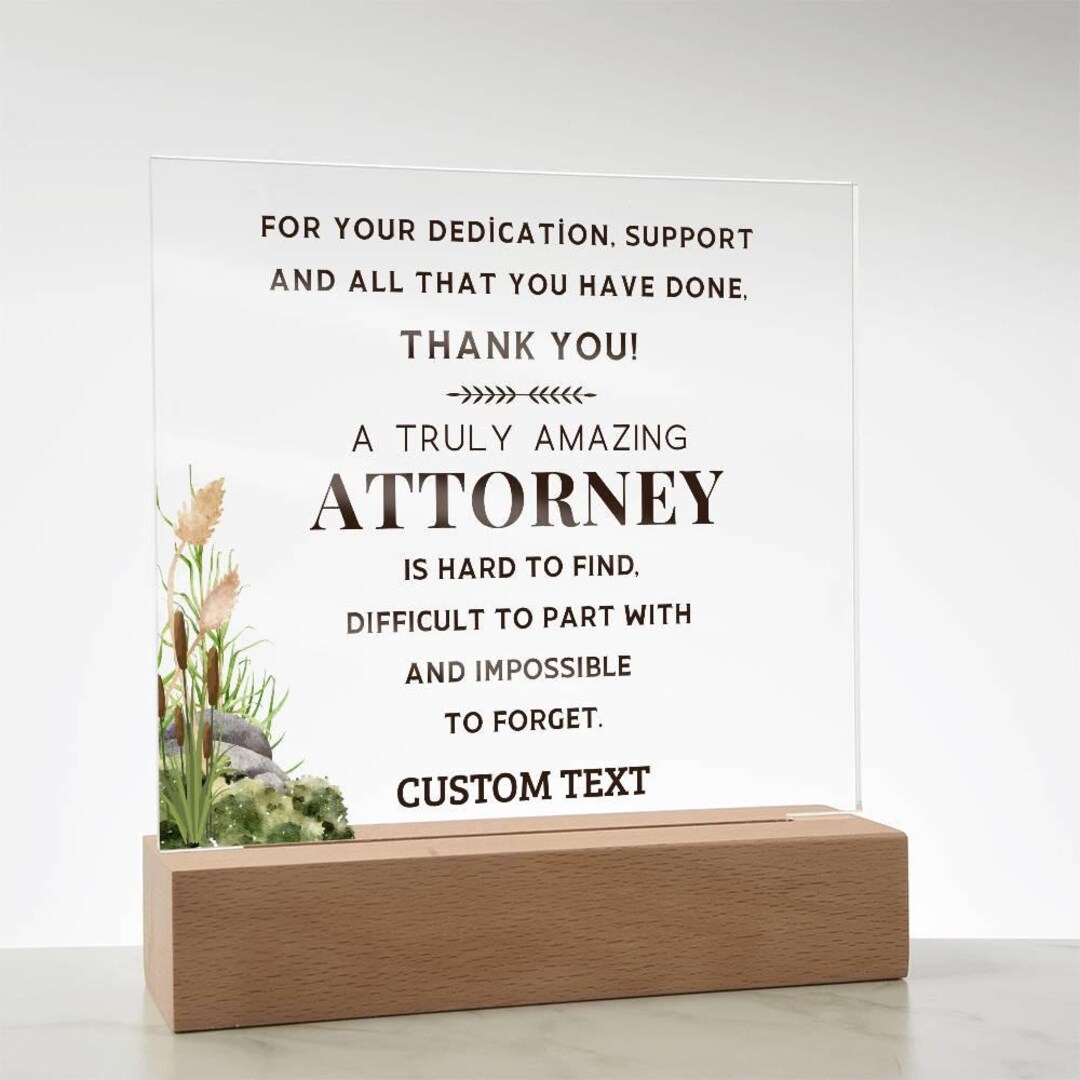 Lawyer Thank You Attorney Appreciation Thank You Custom Plaque, Desk ...