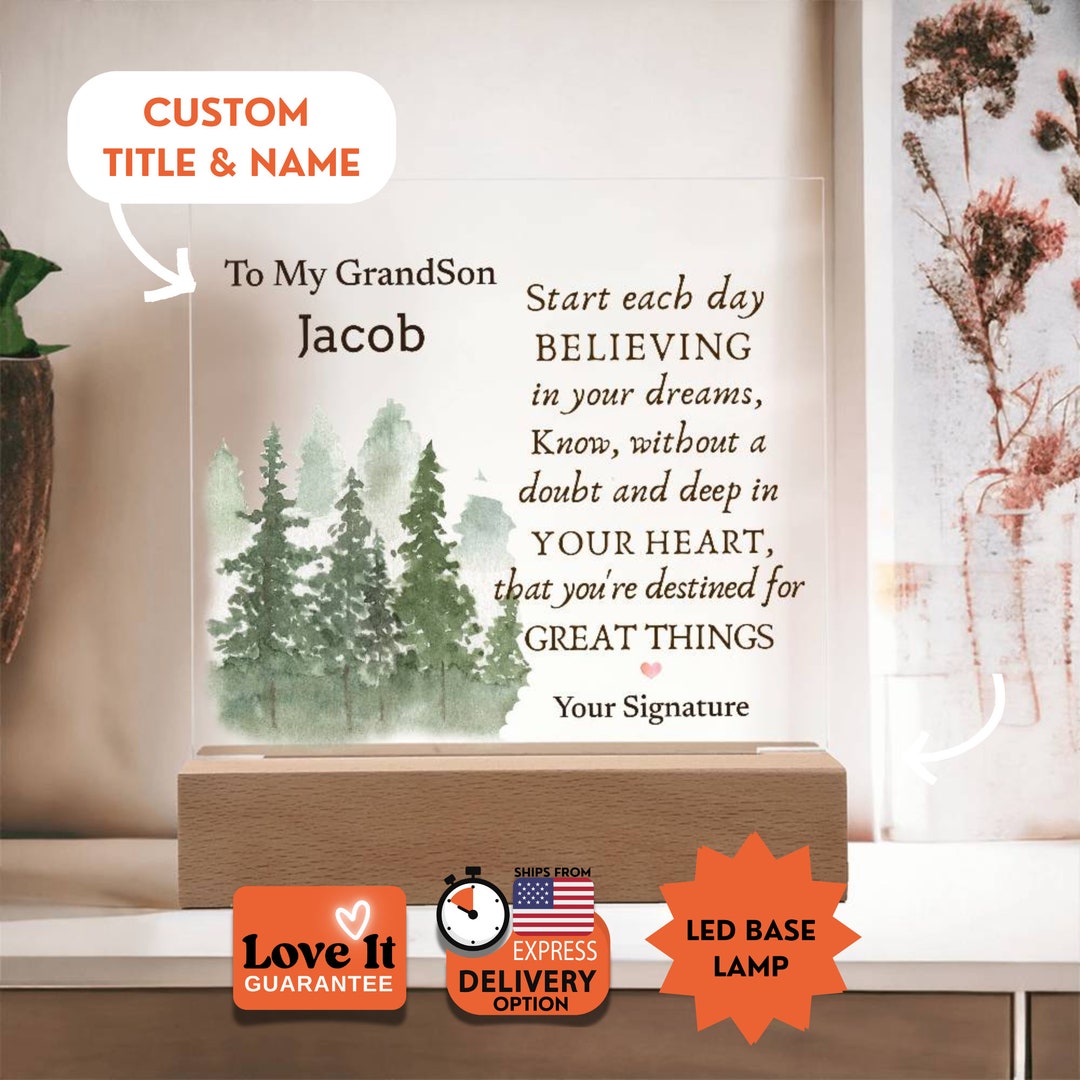 Grandson Gift Acrylic Custom Plaque Quote Gift for Boy, to My Son ...