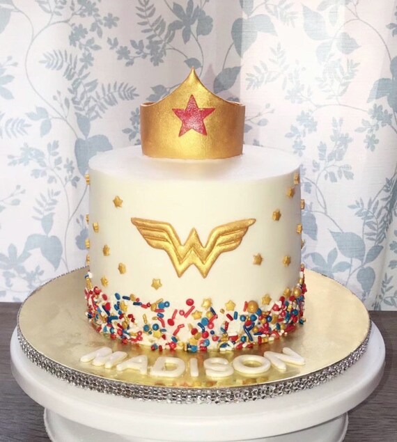WW Wonder Woman Cake Topper Set Cake Decorations Gold and | Etsy