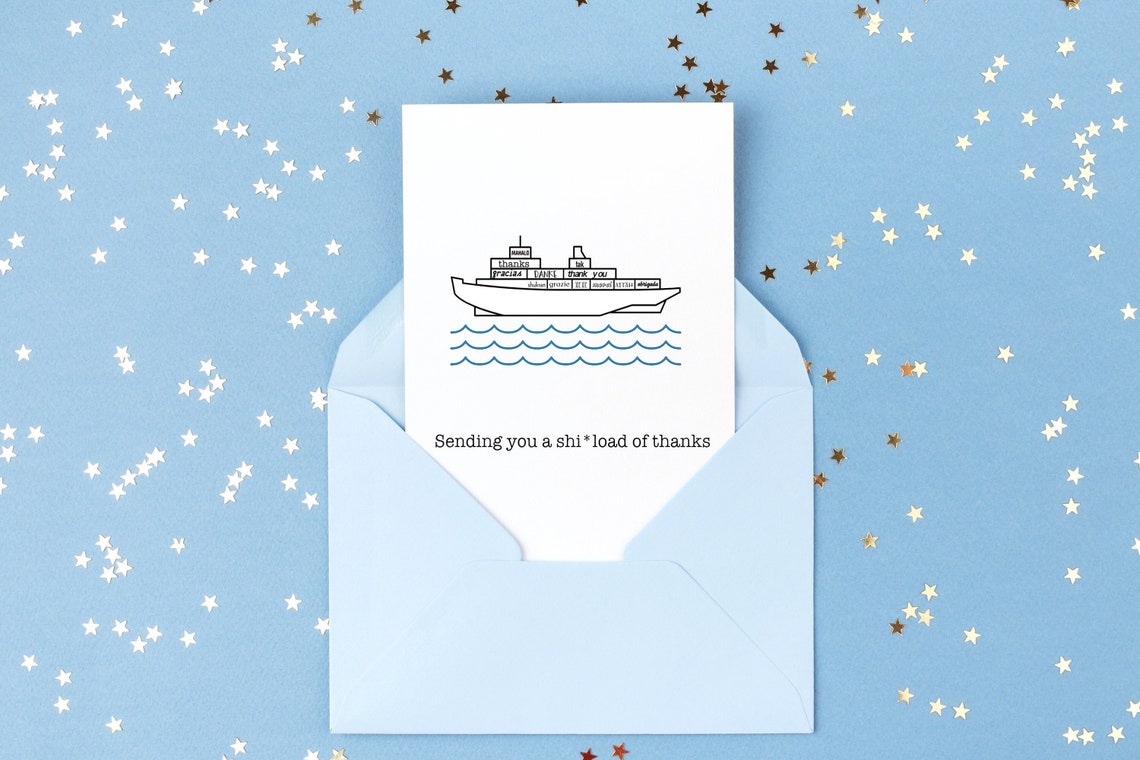 Funny Thank You Card | Shi*load of Thanks | Coworker Card | Blank Card ...