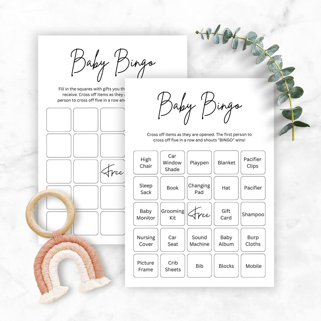 Minimalist Baby Bingo Cards | Baby Shower Game | 30 Pre-filled Baby ...