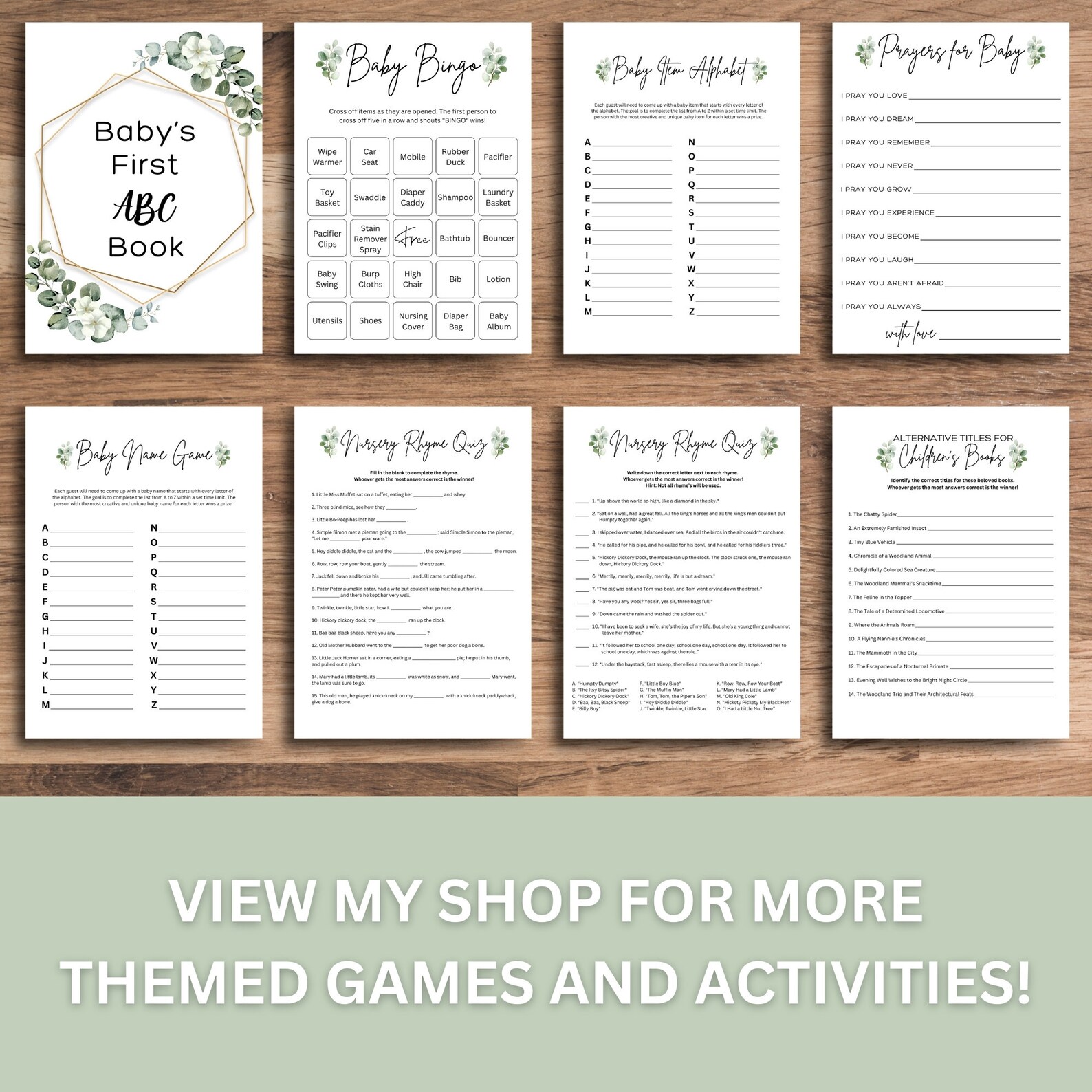 Alternative Titles for Children's Books Baby Shower Games Printable ...