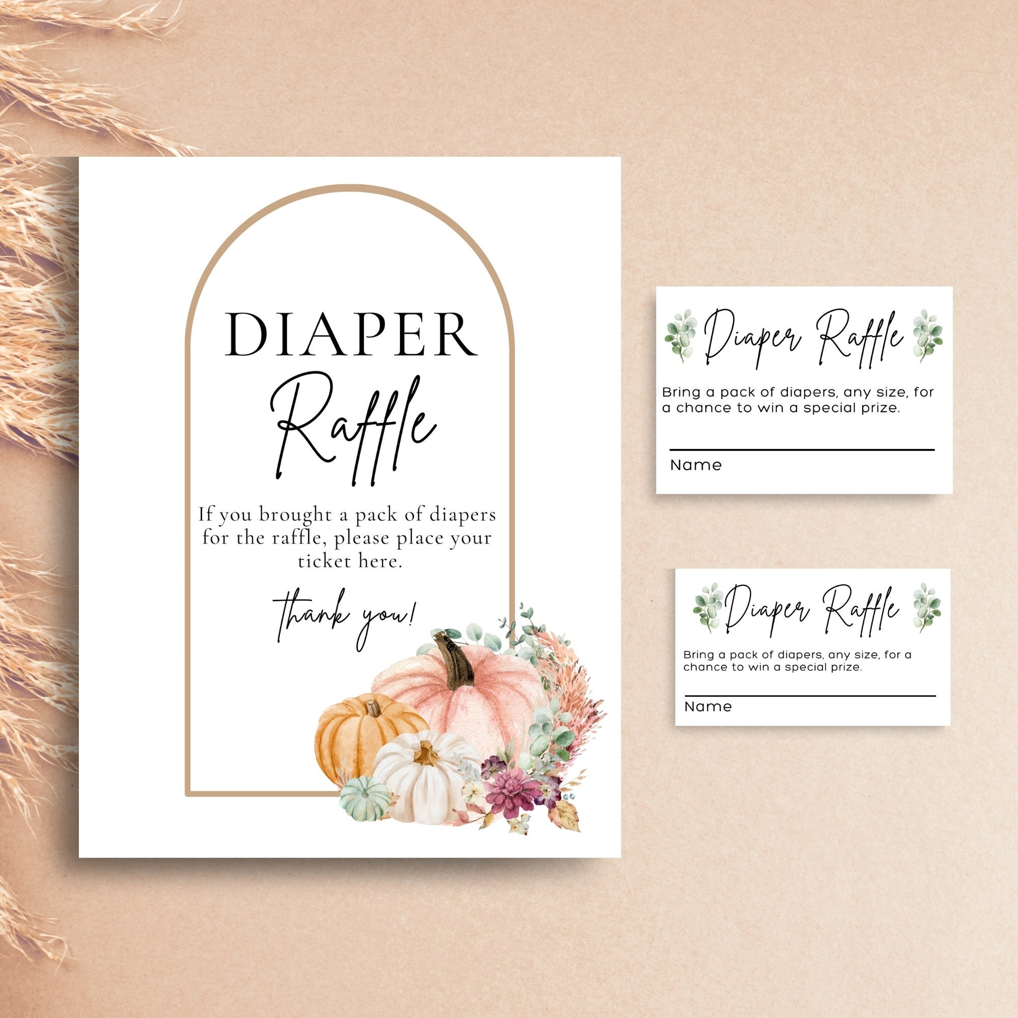 Little Pumpkin Diaper Raffle Ticket | Baby Shower Diaper Raffle | Baby ...