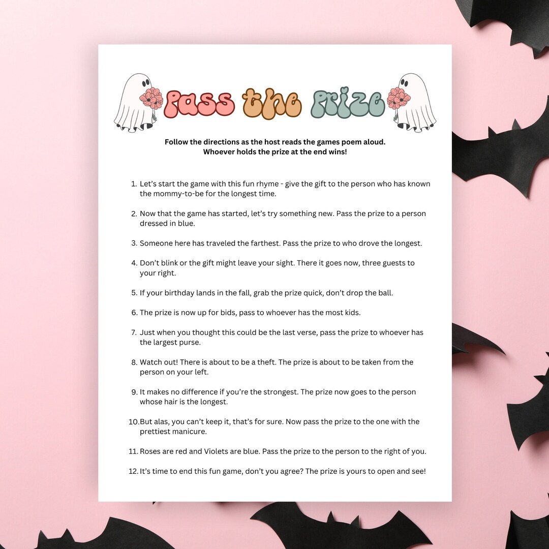 Groovy Ghost Halloween Pass the Prize Baby Shower Game A Little Boo is ...