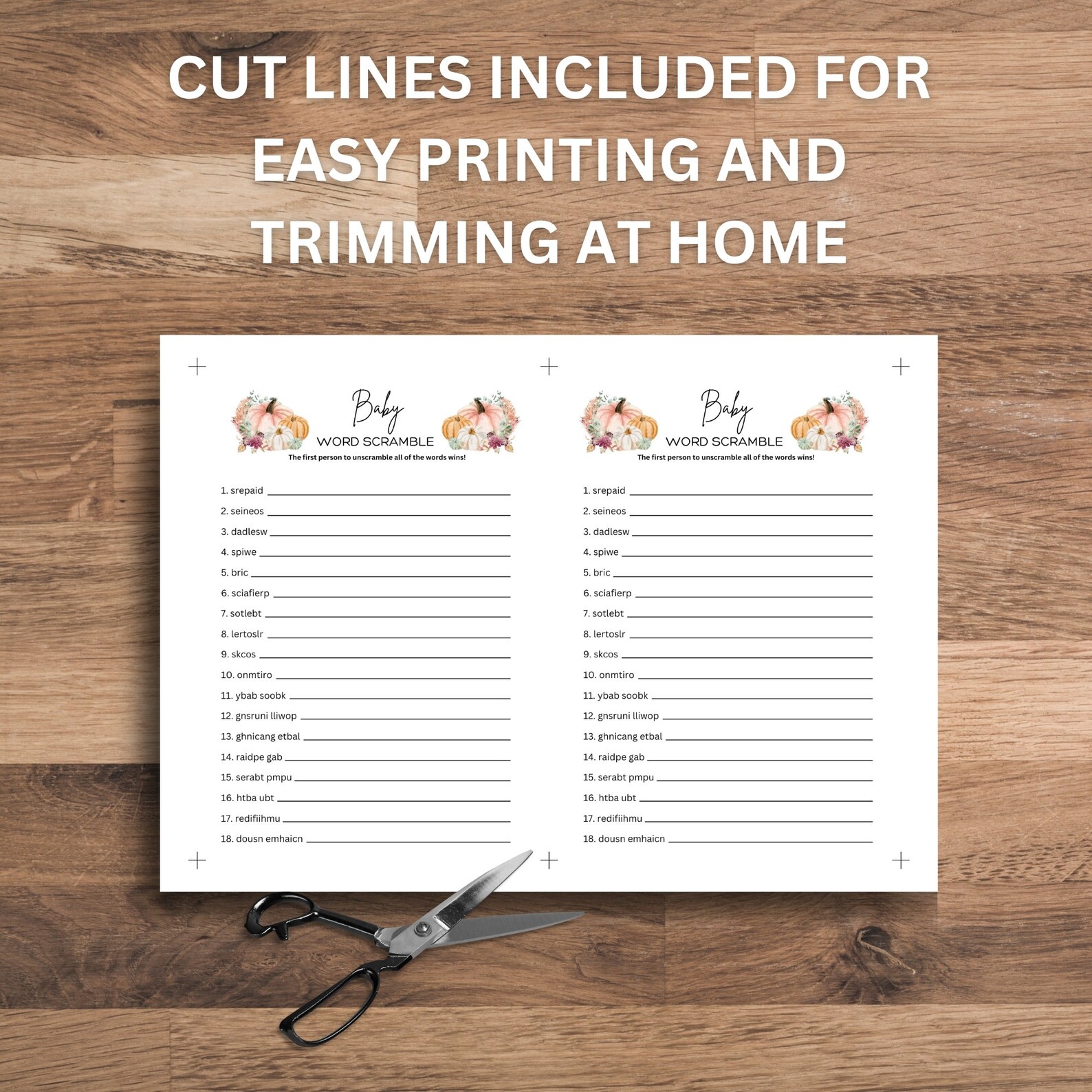 Boho Fall Baby Item Word Scramble | Pumpkin Baby Shower | Little ...