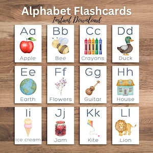 Printable Alphabet Flashcard, ABC Card for Toddler, Homeschool Learning ...