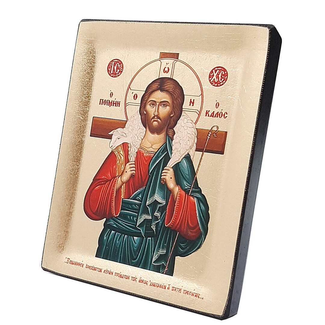Religious Articles, Sacred Icon of Jesus the Good Shepherd, on Gold ...