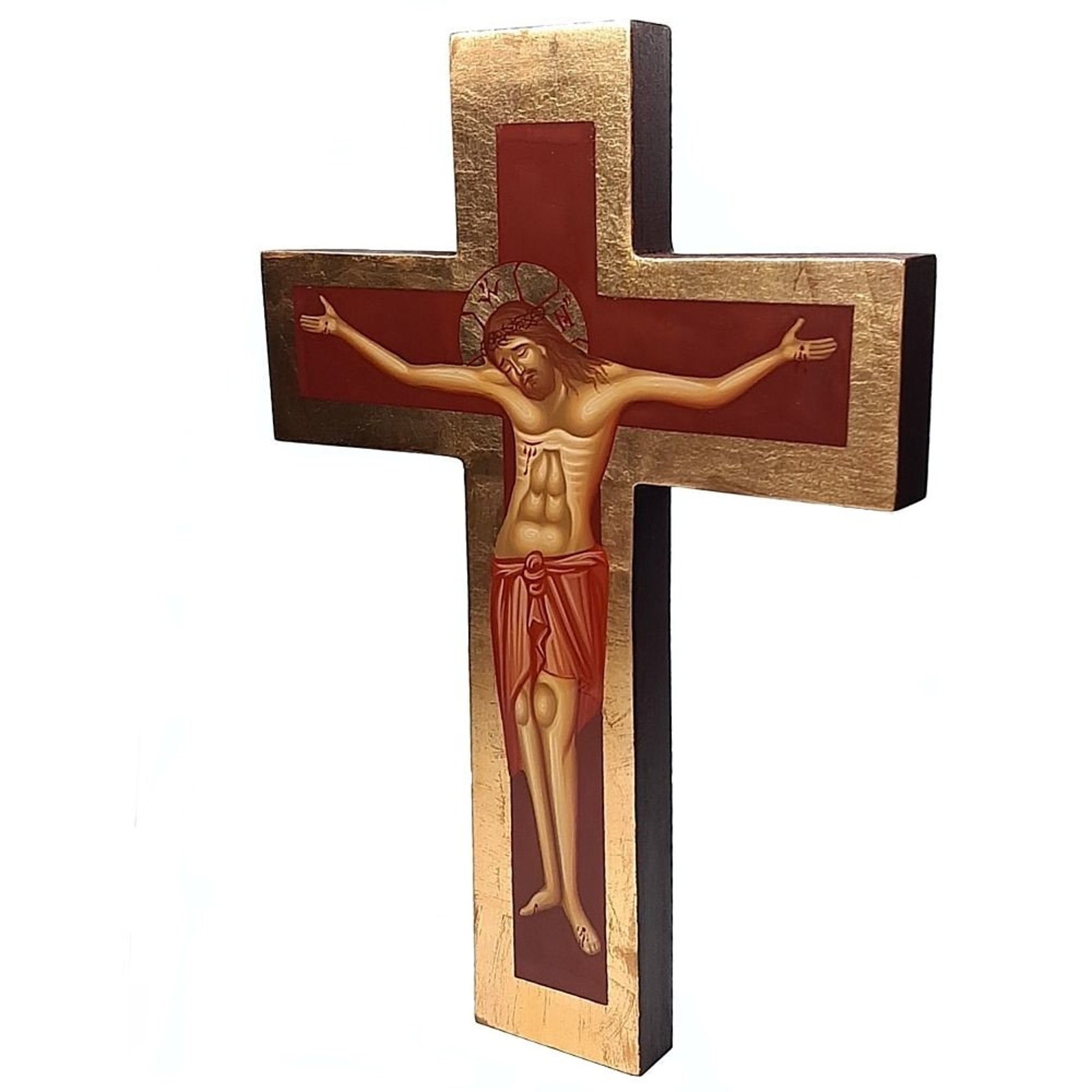 Byzantine Crucifix Icon Painted Entirely by Hand - Etsy UK