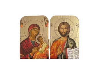 Custom Iconostasis Diptych Jesus Christ Life Giver & Virgin Mary Icon ...