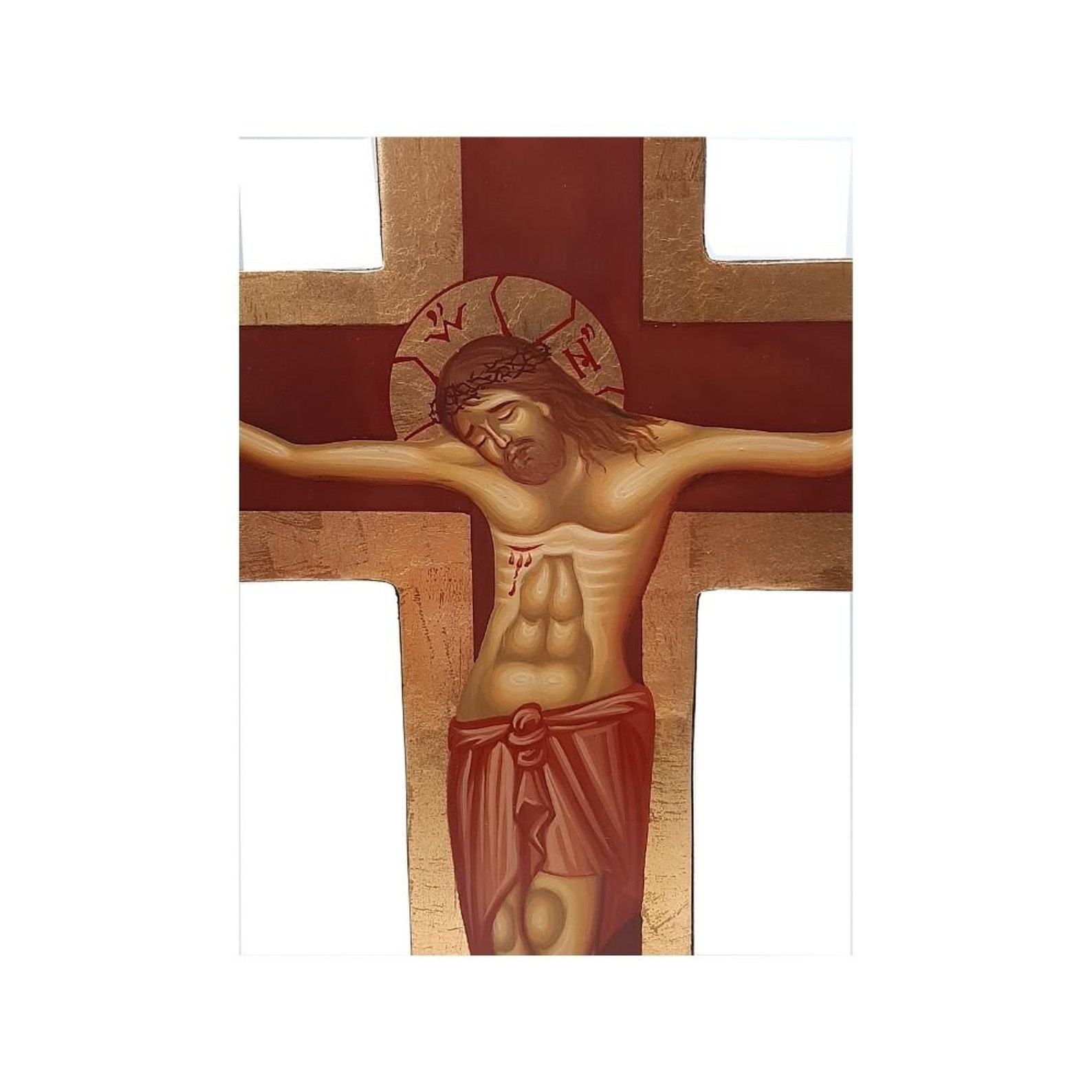 Byzantine Crucifix Icon Painted Entirely by Hand - Etsy UK