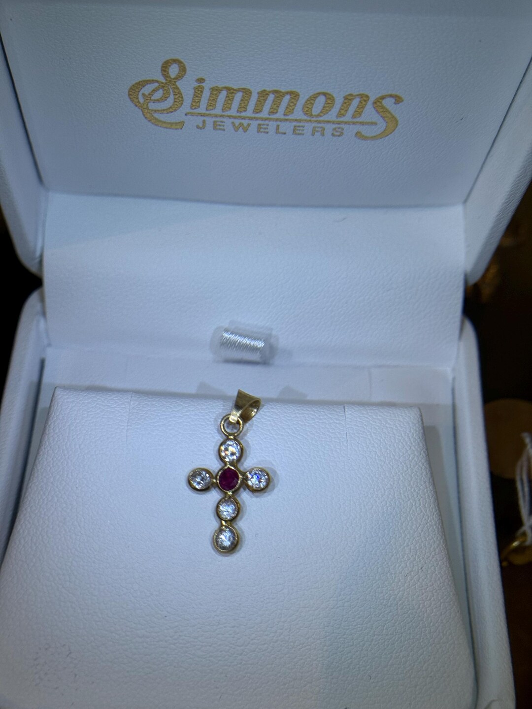 Vintage 18K Gold Cross Ruby and CZ Charm/pendant - Etsy