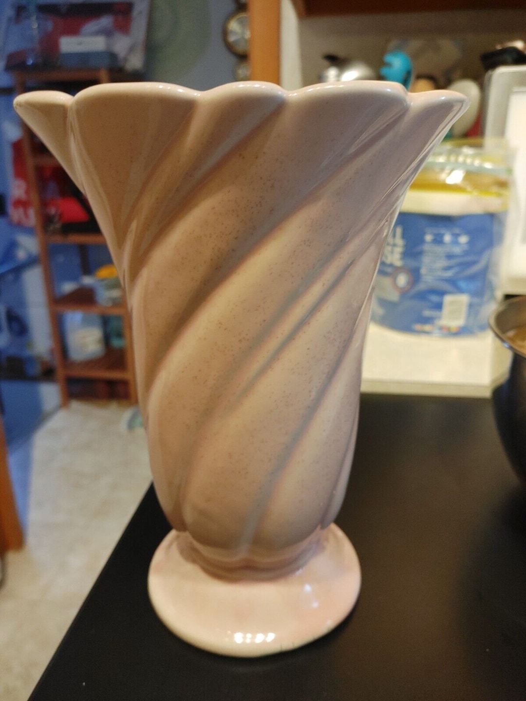 Vintage USA Pottery Hull Pink Speckled Ceramic Vase Art Deco Style ...