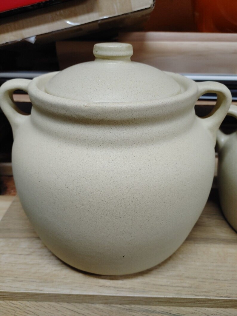 Monmouth Western Stoneware Pottery 3 Crock Canister Set Pale Yellow ...