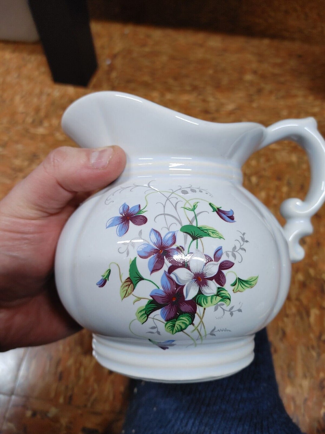 Mccoy Pitcher #7528 Blue With Violets - Etsy