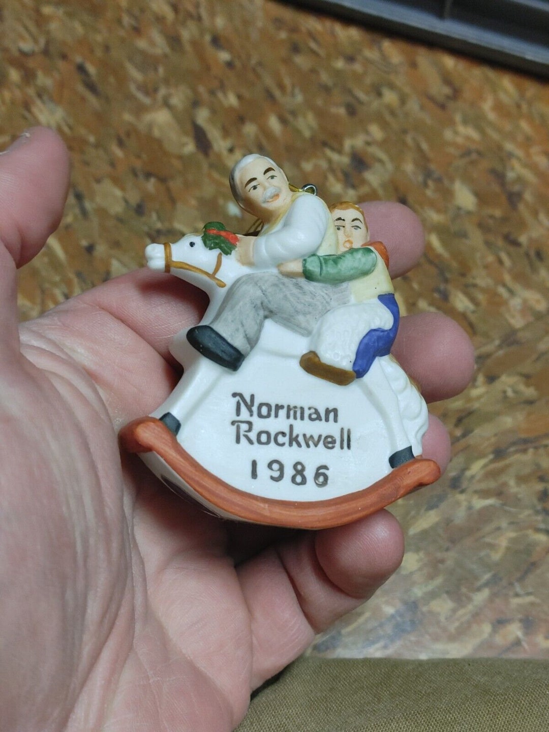 Norman Rockwell 1986 Rocking Horse Figurine Tree Ornament 2.75" Tall No ...
