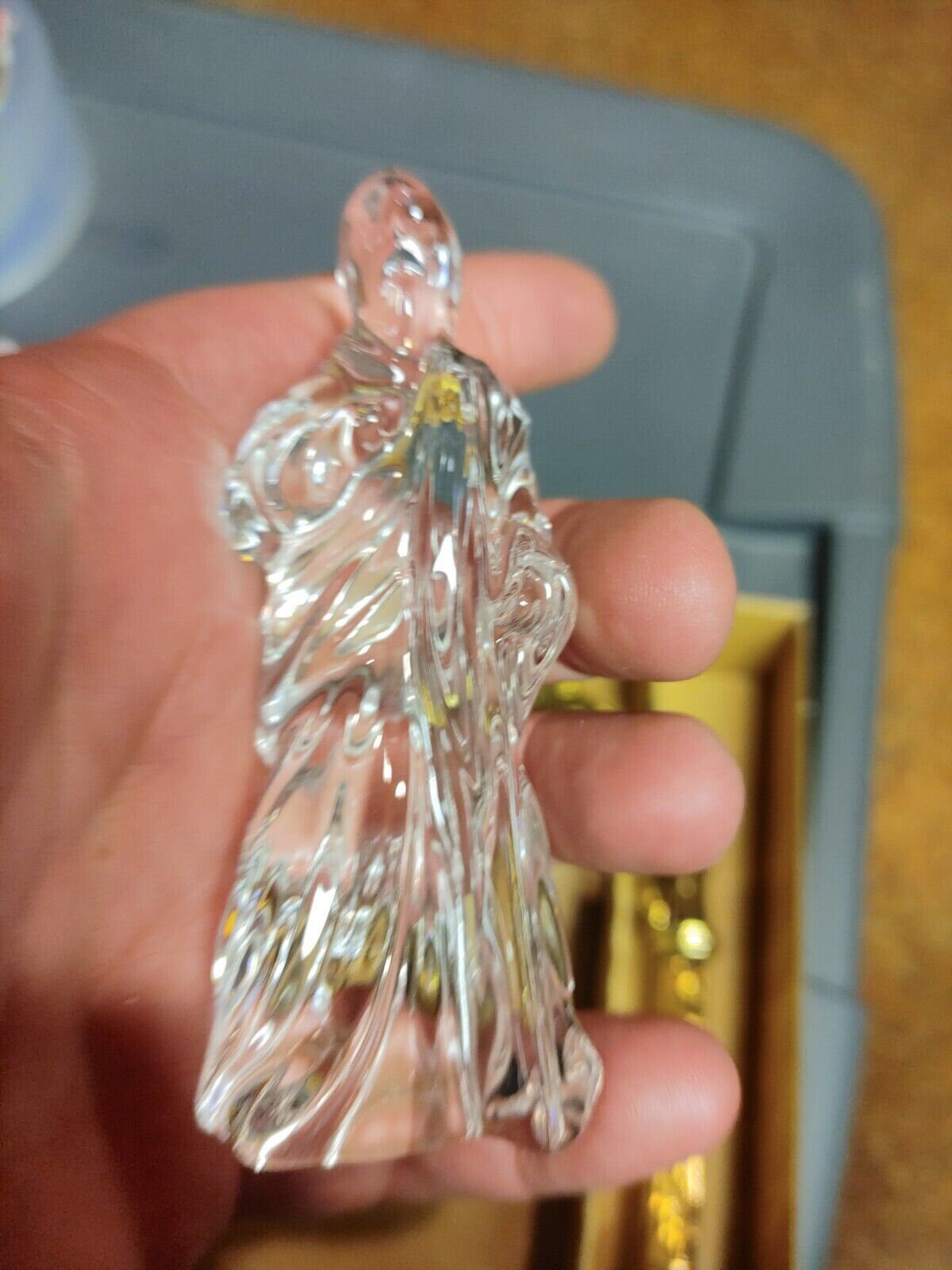 Gorham Nativity 3 Piece Lead Crystal Gold Color Creche 6 1/4 Tall in ...