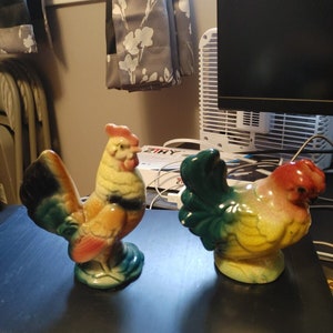 Vintage Pair Ceramic Chickens, Hen & Rooster, Royal Copley, Beautiful ...