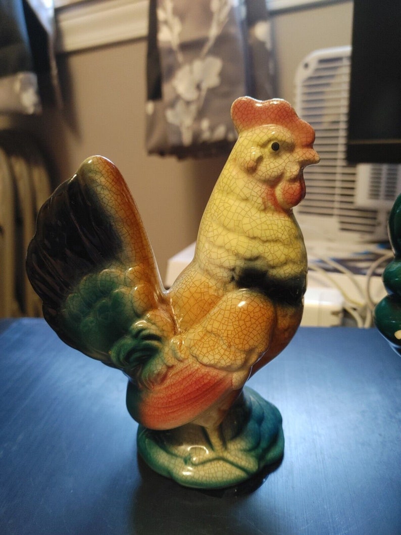 Vintage Pair Ceramic Chickens, Hen & Rooster, Royal Copley, Beautiful ...