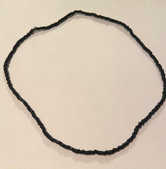 Elastic Black Beaded Necklace | Etsy