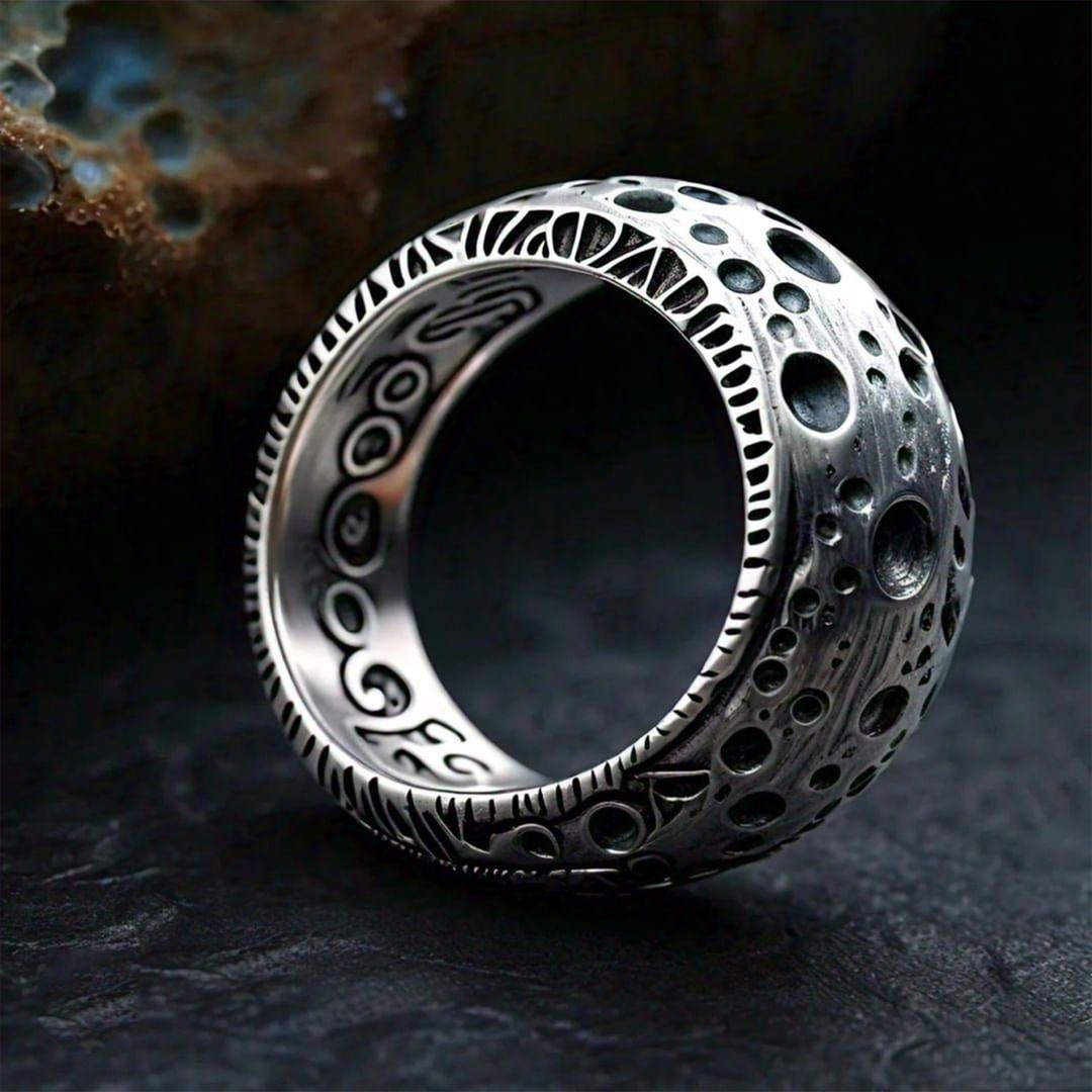 Vintage Meteorite Sterling Silver Moon Ring: Handmade Boho Thumb Band ...