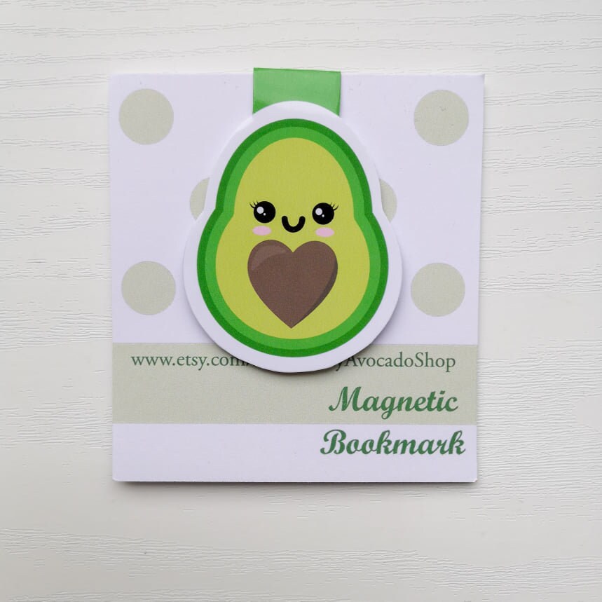 Cute Cactus and Avocado Heart Magnetic Bookmark GLOSSY - Etsy